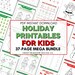 Holiday Activity Bundle for Kids, Kids' Holiday Printables, Game for ...
