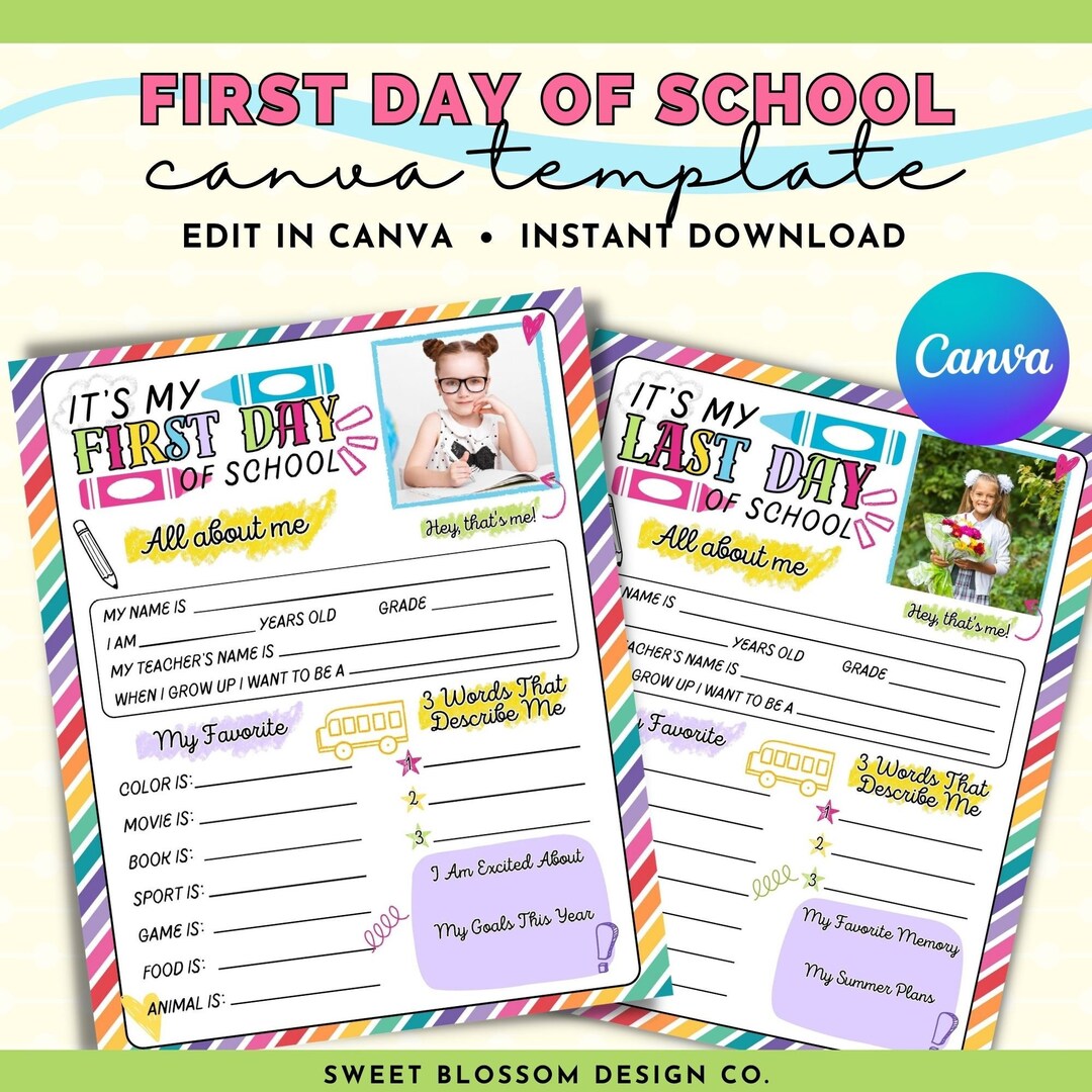 EDITABLE First Day of School All About Me Questionnaire, Last Day of ...