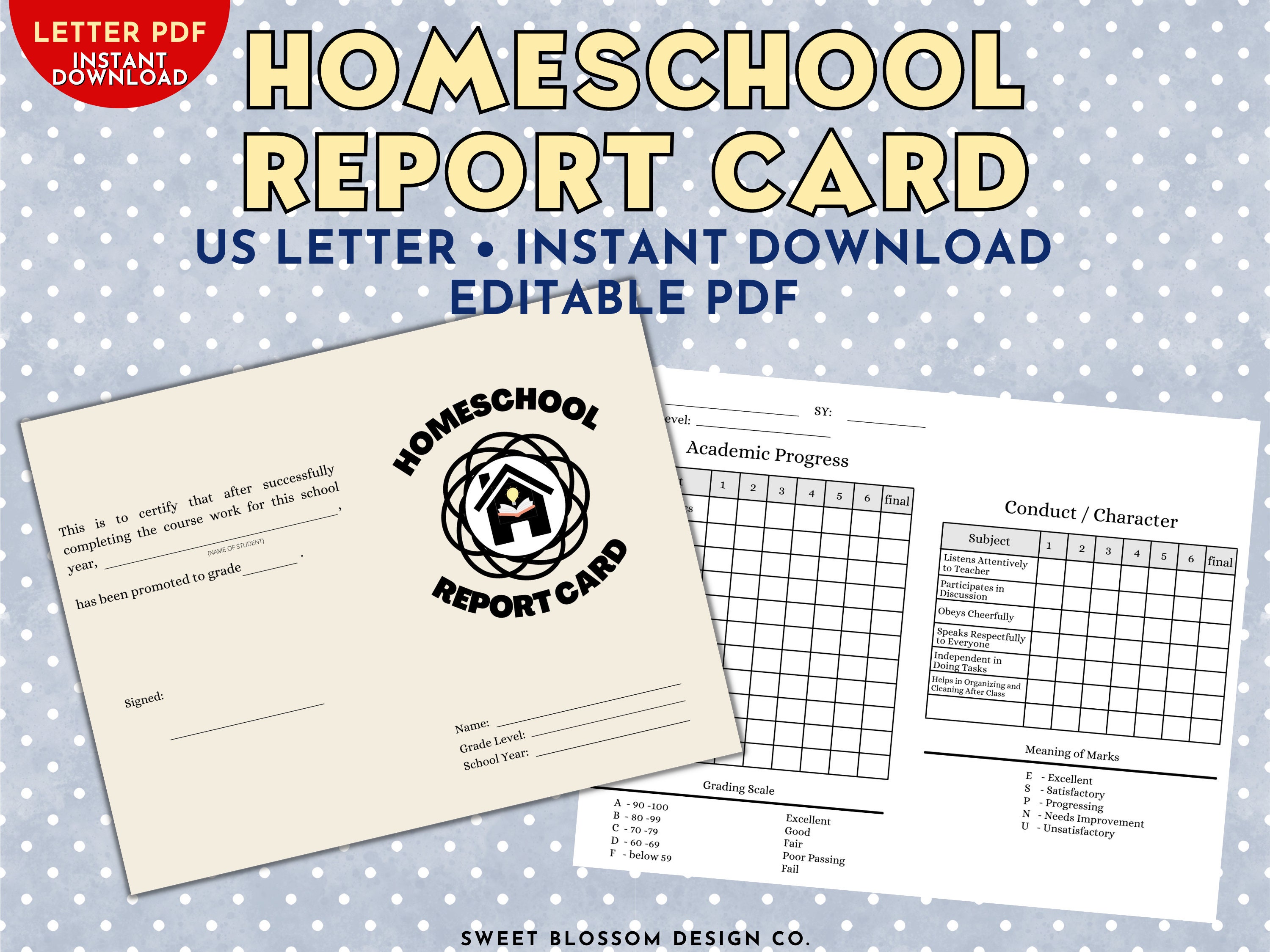 Homeschool Awards Bundle Editable Report Card Editable - Etsy