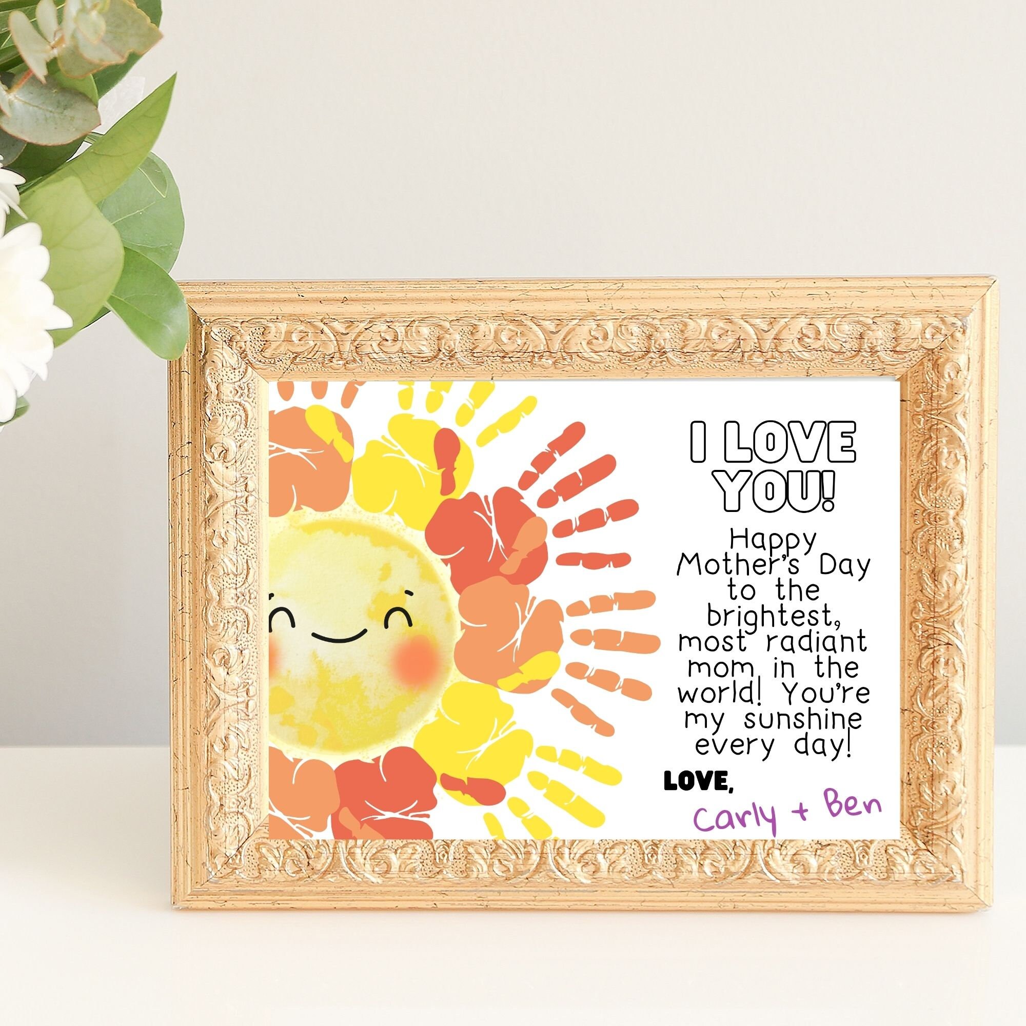 You Are My Sunshine Handprint Craft for Mom, Mothers Day Handprint ...