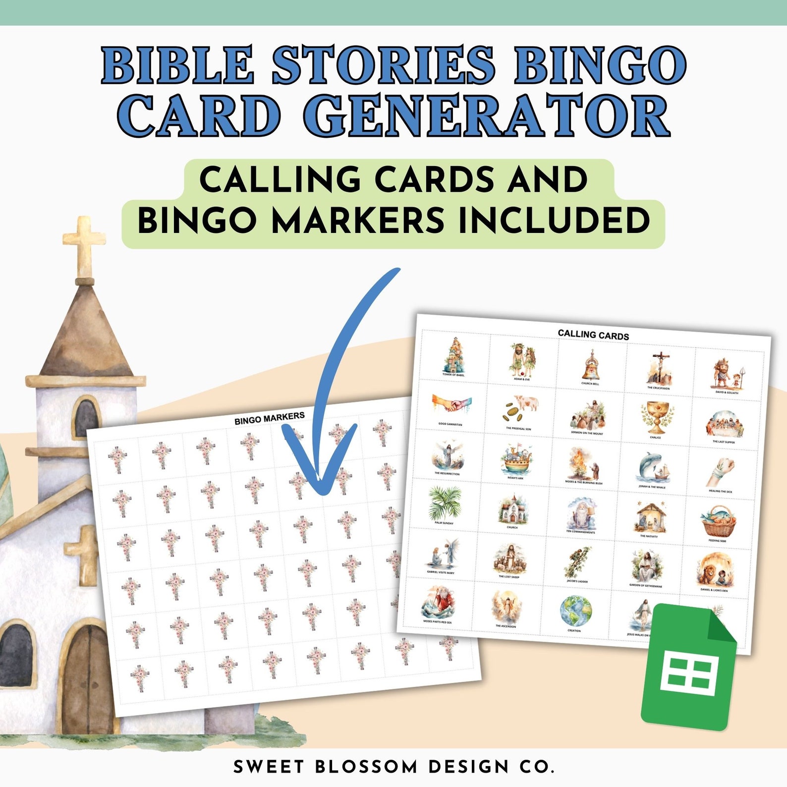 Bible Stories Bingo Card Generator for Google Sheets, Bible Bingo Cards ...