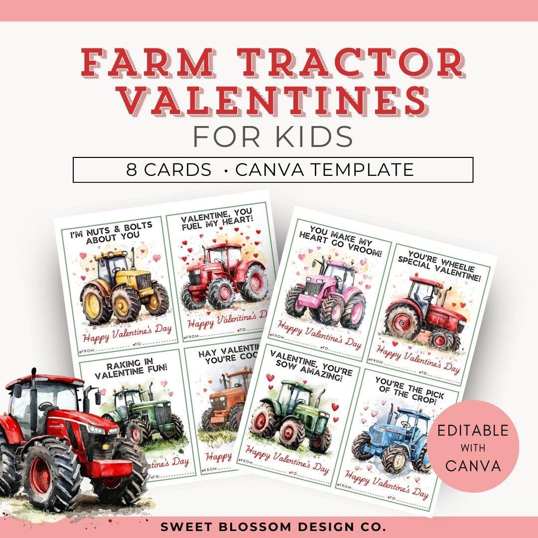 Tractor Valentine's Day Cards, Tractor Valentine Cards, Cute Valentines ...