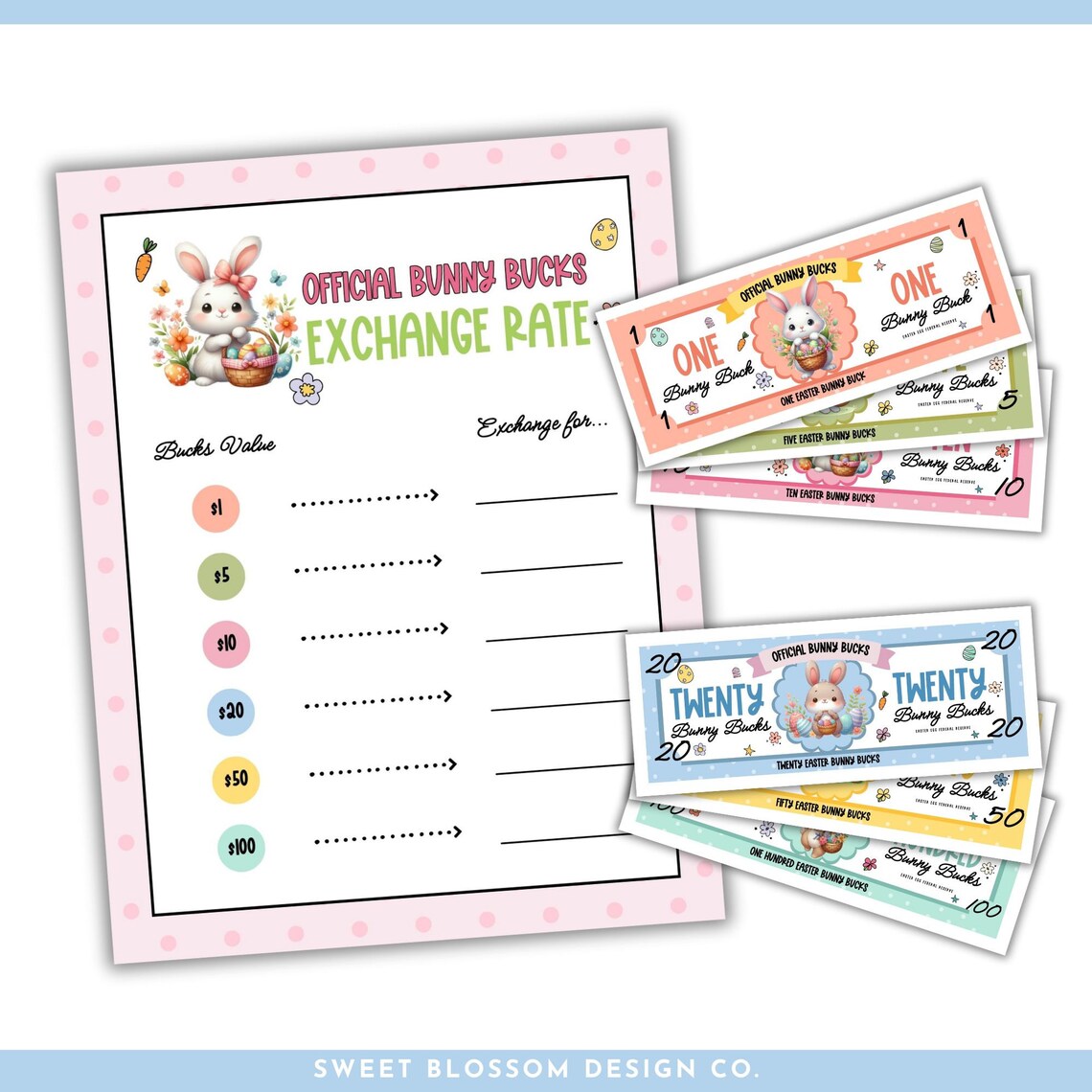 Easter Bunny Bucks Bunny Bucks Printable Kids Reward Bucks Printable ...