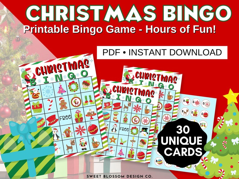 Christmas Bingo, Printable Games for Kids, Christmas Games, Printable ...