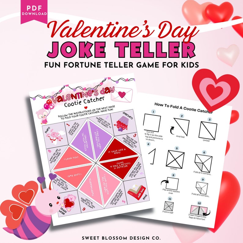 Valentine's Day Cootie Catcher, Cootie Catcher, Valentine's Day Joke ...