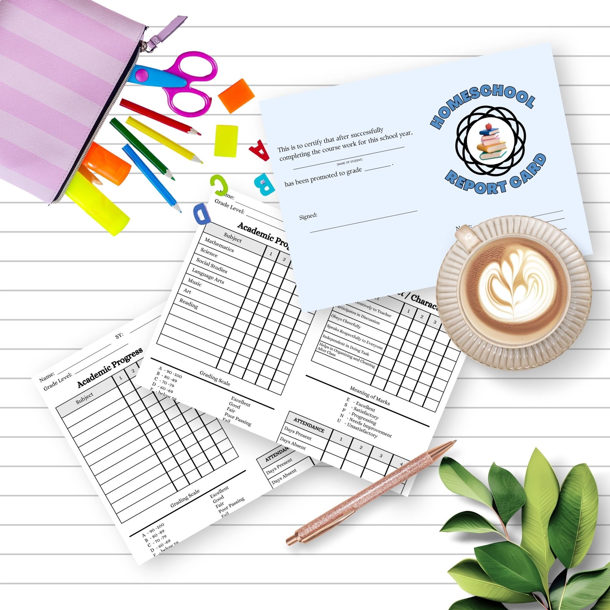 Editable Homeschool Report Card, Homeschool Progress Report, Report ...