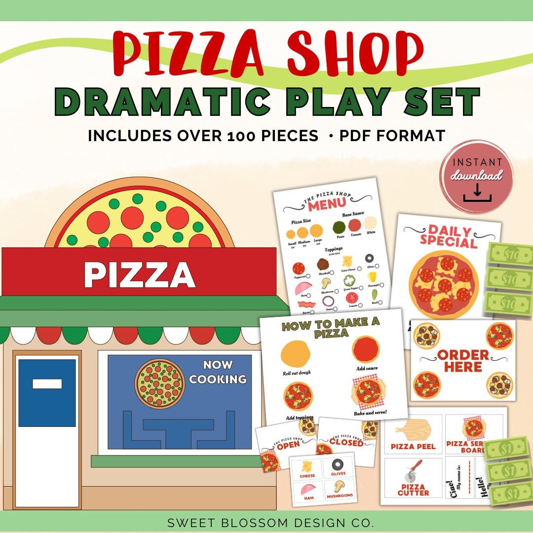 Dramatic Play Pizza Shop, Dramatic Play Daycare Printables, Dramatic ...