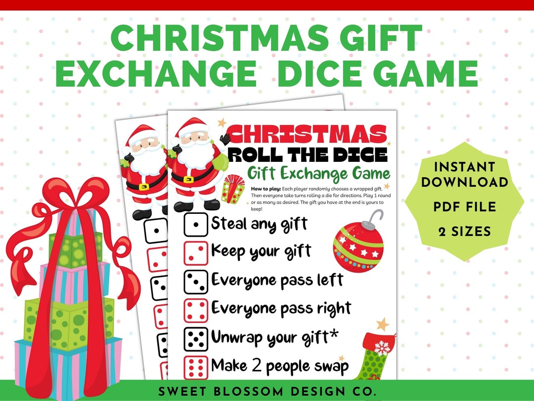 Christmas Gift Dice Exchange Game, Printable Christmas Game, Gift ...