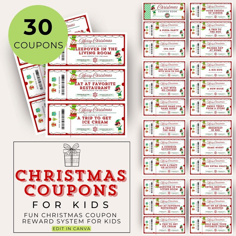 Editable Christmas Coupon Book for Kids, Kindness Coupons for Kids ...