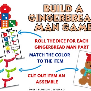 Roll a Gingerbread Man Game, INSTANT DOWNLOAD Printable Christmas Party ...
