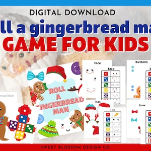 Roll a Gingerbread Man Game, INSTANT DOWNLOAD Printable Christmas Party ...