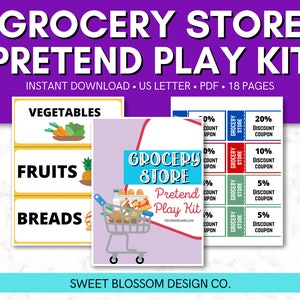 Grocery Store Play Kit, Pretend Play Grocery Play Set, Dramatic Play ...