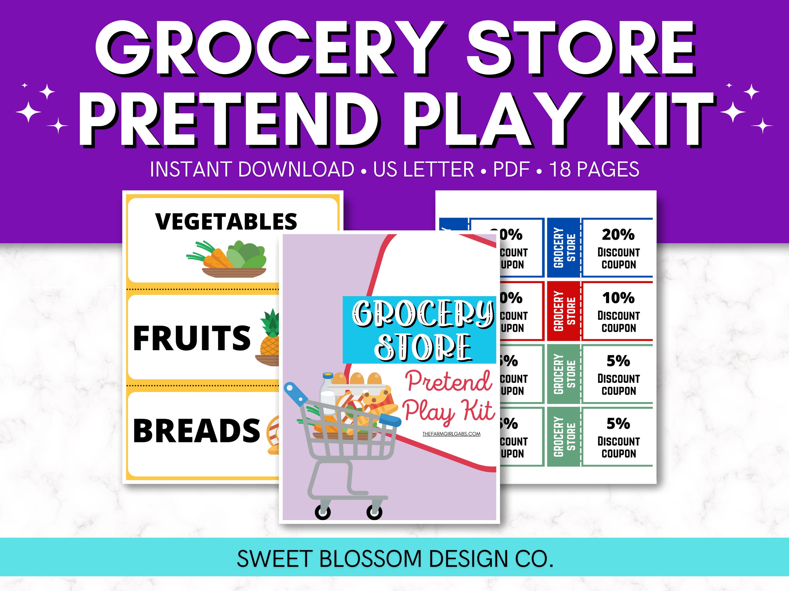 Grocery Store Play Kit, Pretend Play Grocery Play Set, Dramatic Play ...