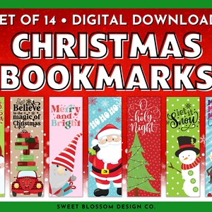 Christmas Printable Bookmarks, Christmas Coloring Bookmarks, Holiday ...