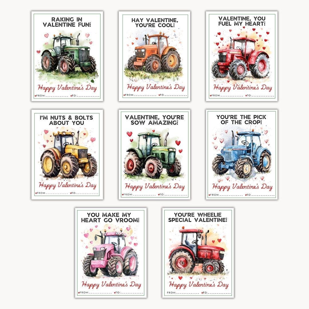 Tractor Valentine's Day Cards, Tractor Valentine Cards, Cute Valentines ...