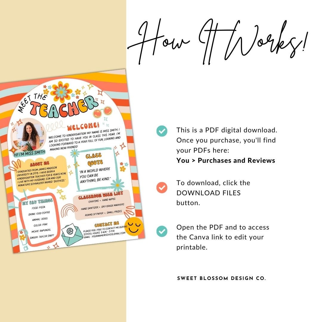 Meet the Teacher Template Groovy, Meet the Teacher Boho Rainbow Canva ...