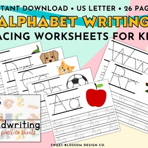 Alphabet Tracing Worksheet Preschool Handwriting Practice - Etsy
