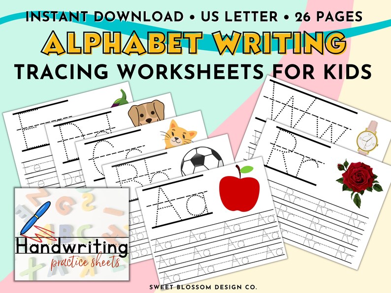 Alphabet Tracing Worksheet Preschool Handwriting Practice - Etsy