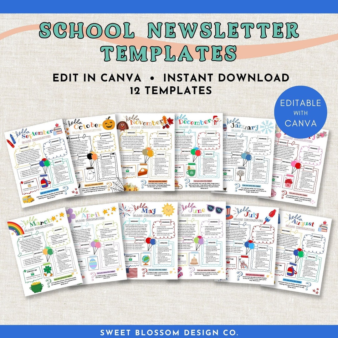Weekly Classroom Newsletter Template, Monthly Newsletter, School ...