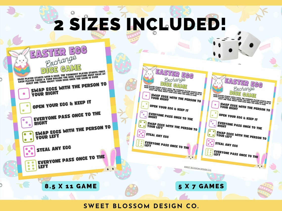 Easter Egg Exchange Dice Games, Printable Easter Party Game, Easter ...