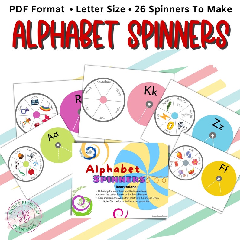 Printable Alphabet Spinners, Games for Kids, Alphabet Flashcards ...
