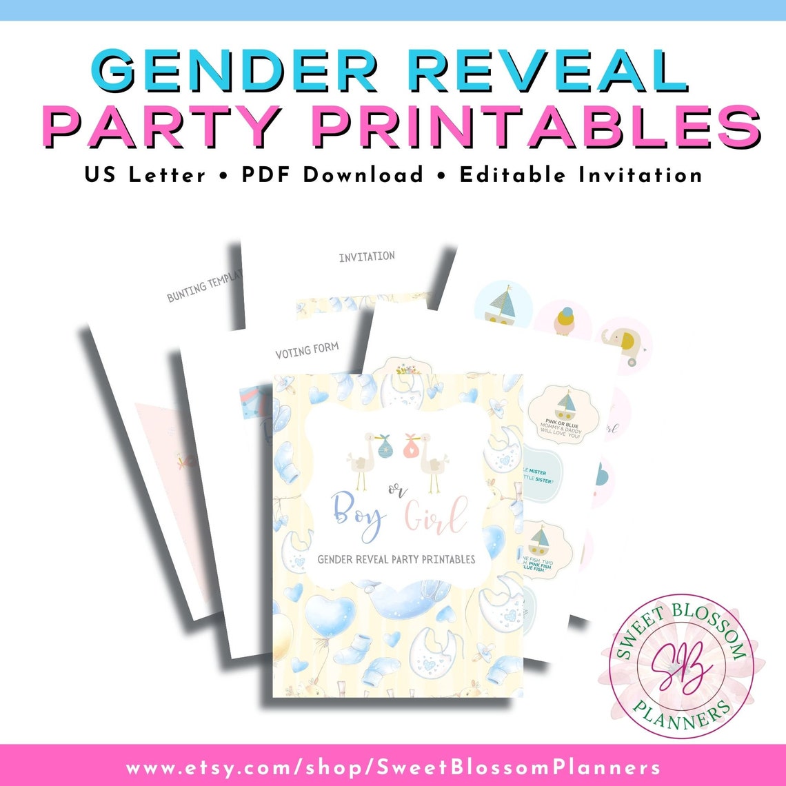 Gender Reveal Party Pack Gender Reveal Invitation Gender - Etsy