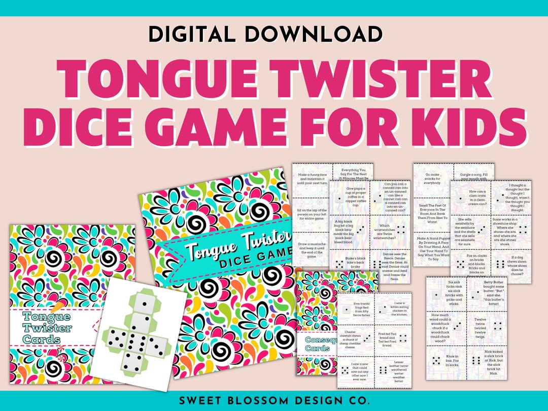 Tongue Twisters for Kids, Tongue Twisters Printable Dice Game ...