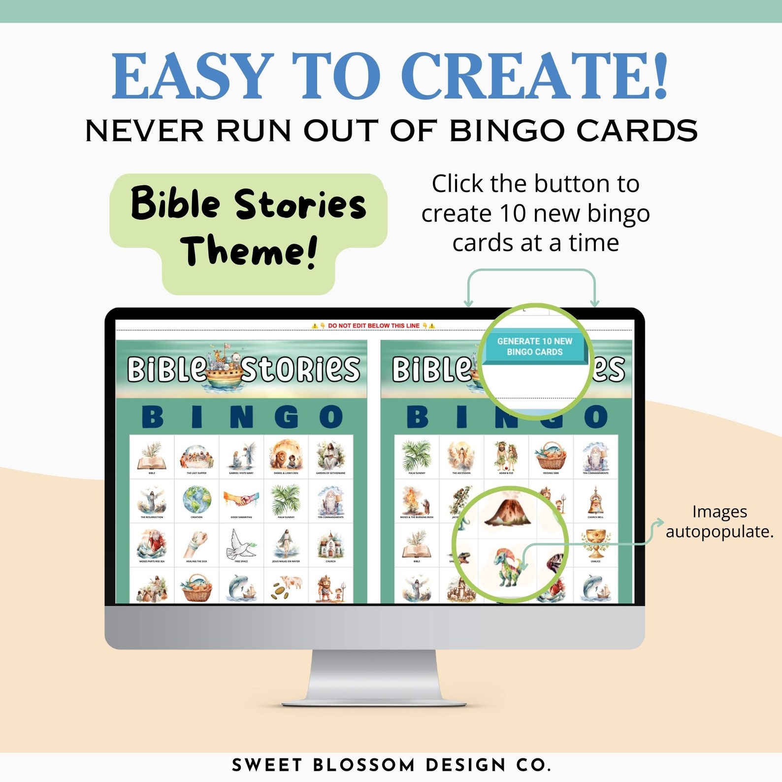 Bible Stories Bingo Card Generator for Google Sheets, Bible Bingo Cards ...