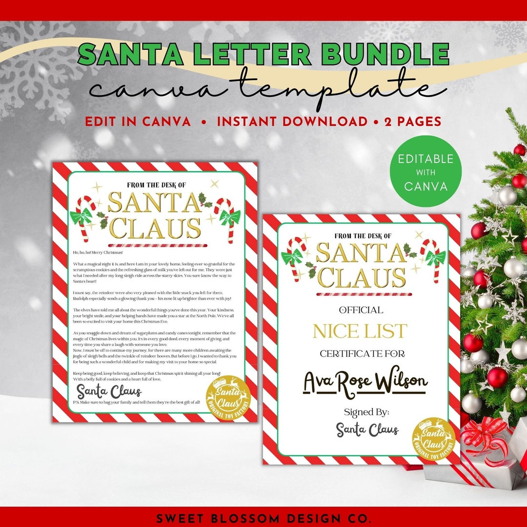 Editable Christmas Letter From Santa Claus Bundle, Nice List ...
