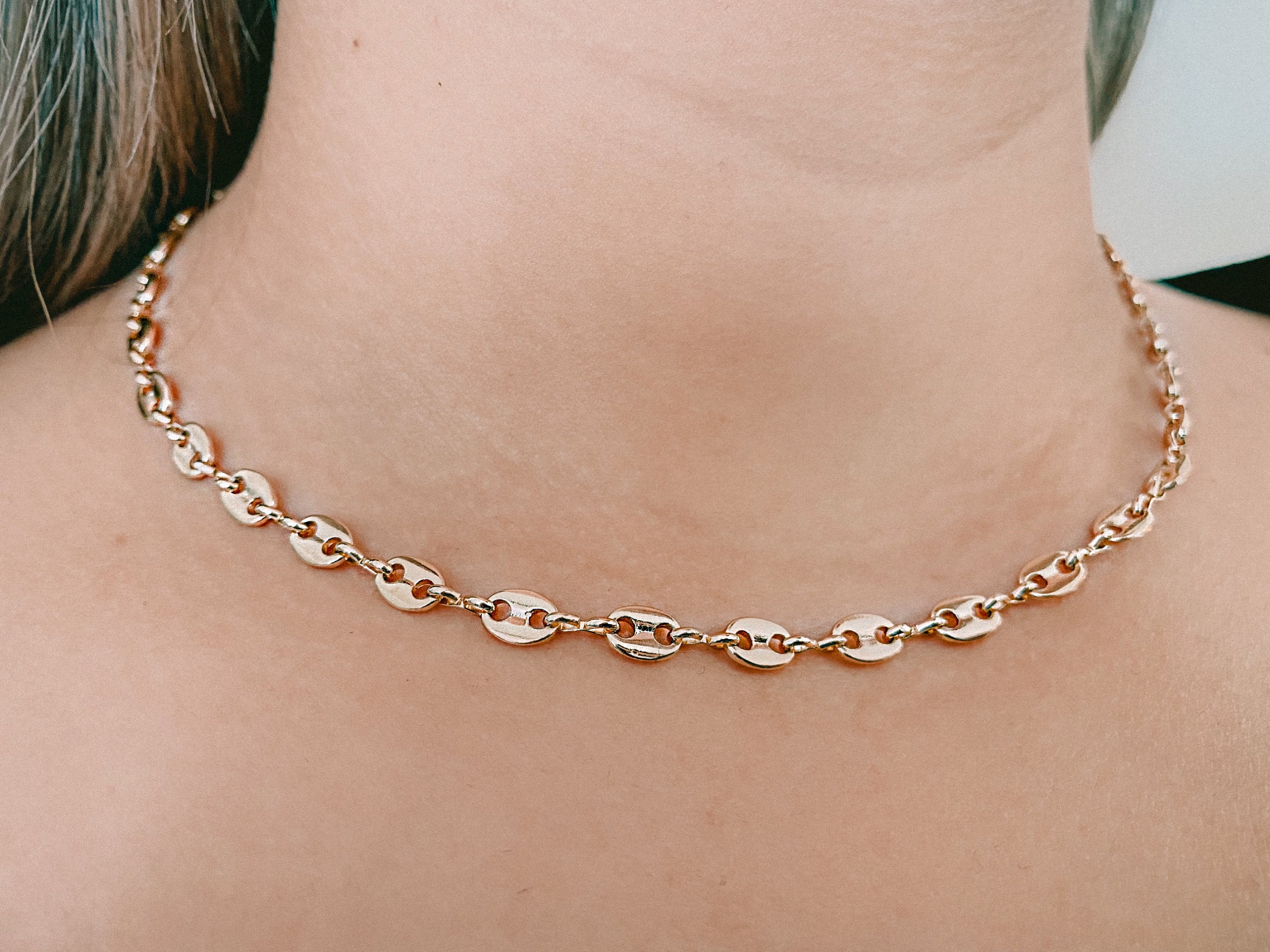 Puffed Gucci Inspired Chain Necklace & Bracelet Set, Gucci Mariner Link ...