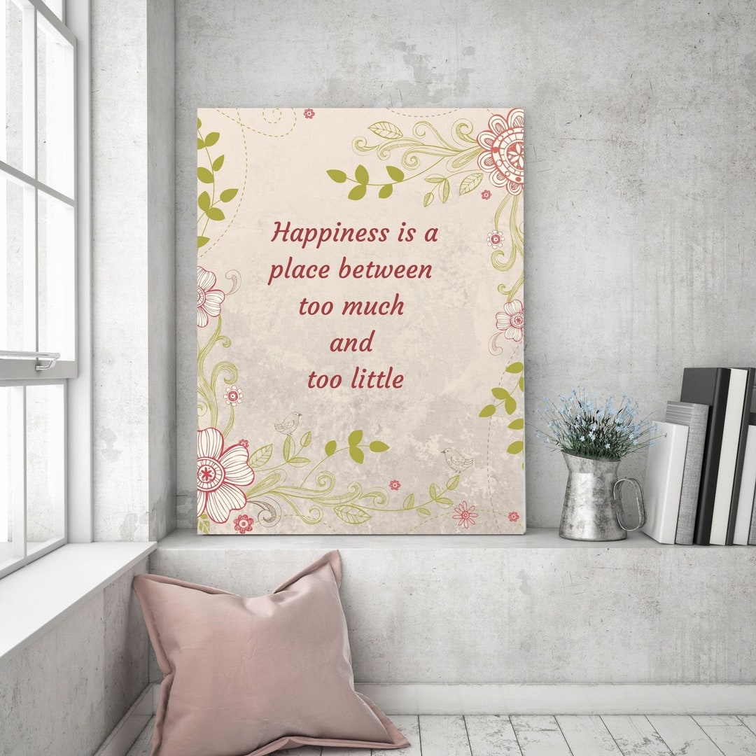 Happiness Quote Printable Floral Wall Art | Instant Download in 4 Sizes ...