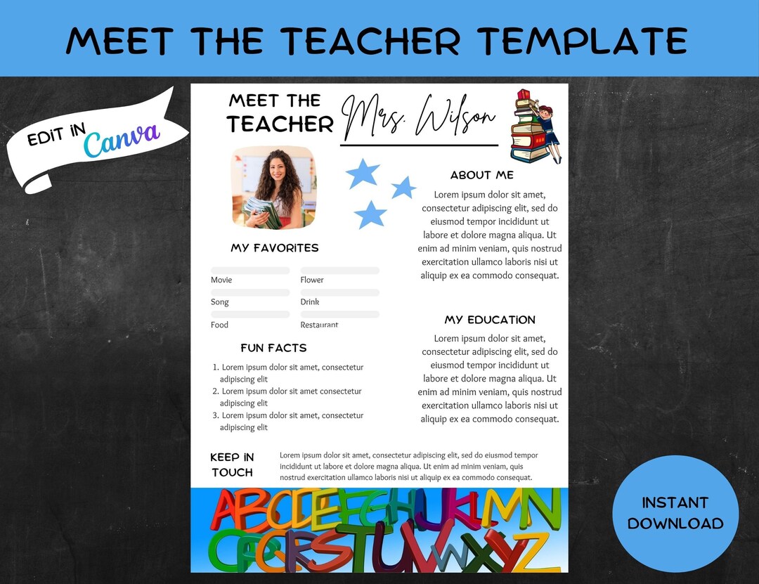 Meet the Teacher Editable Template Back to School Printable - Etsy