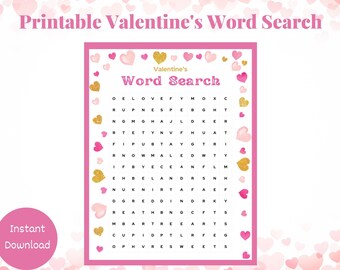 Instant Download Valentines Day Word Search Printable Editable Activity ...