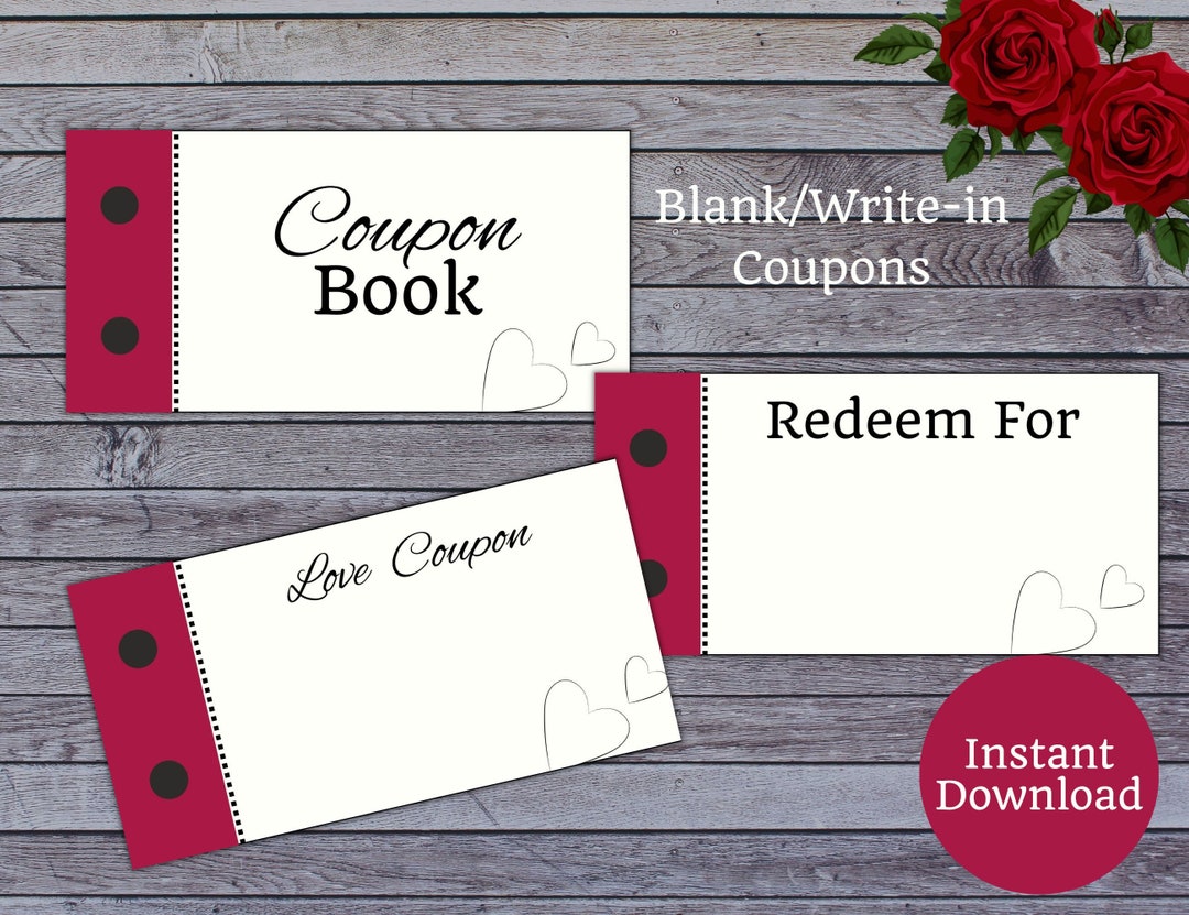 Blank Coupon Book, Write Your Own Coupons for Valentine's Day, Birthday ...