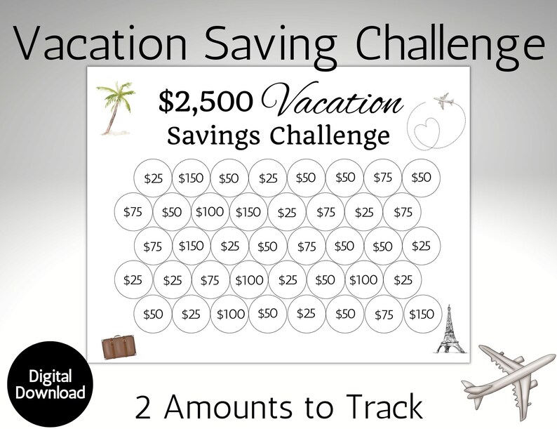 Travel Savings Challenge Printable, Save for Your Next Vacation - Etsy
