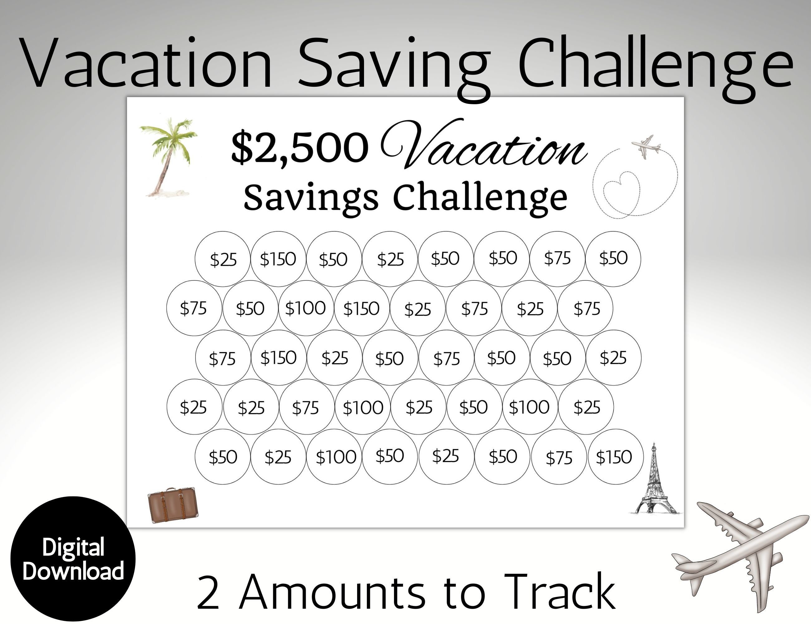 Travel Savings Challenge Printable, Save for Your Next Vacation - Etsy
