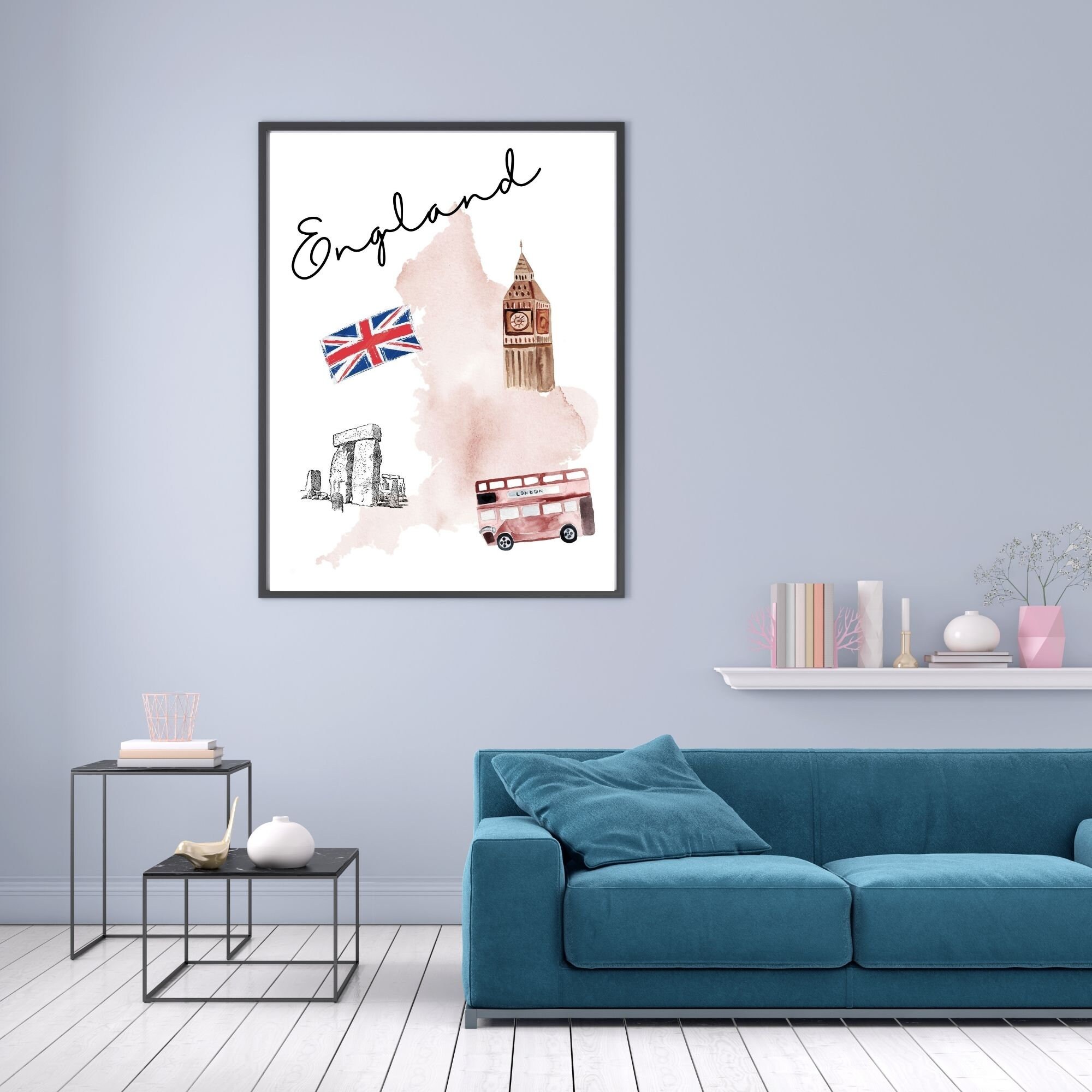 England Map Travel Poster Instant Download in Multiple Sizes Makes a ...