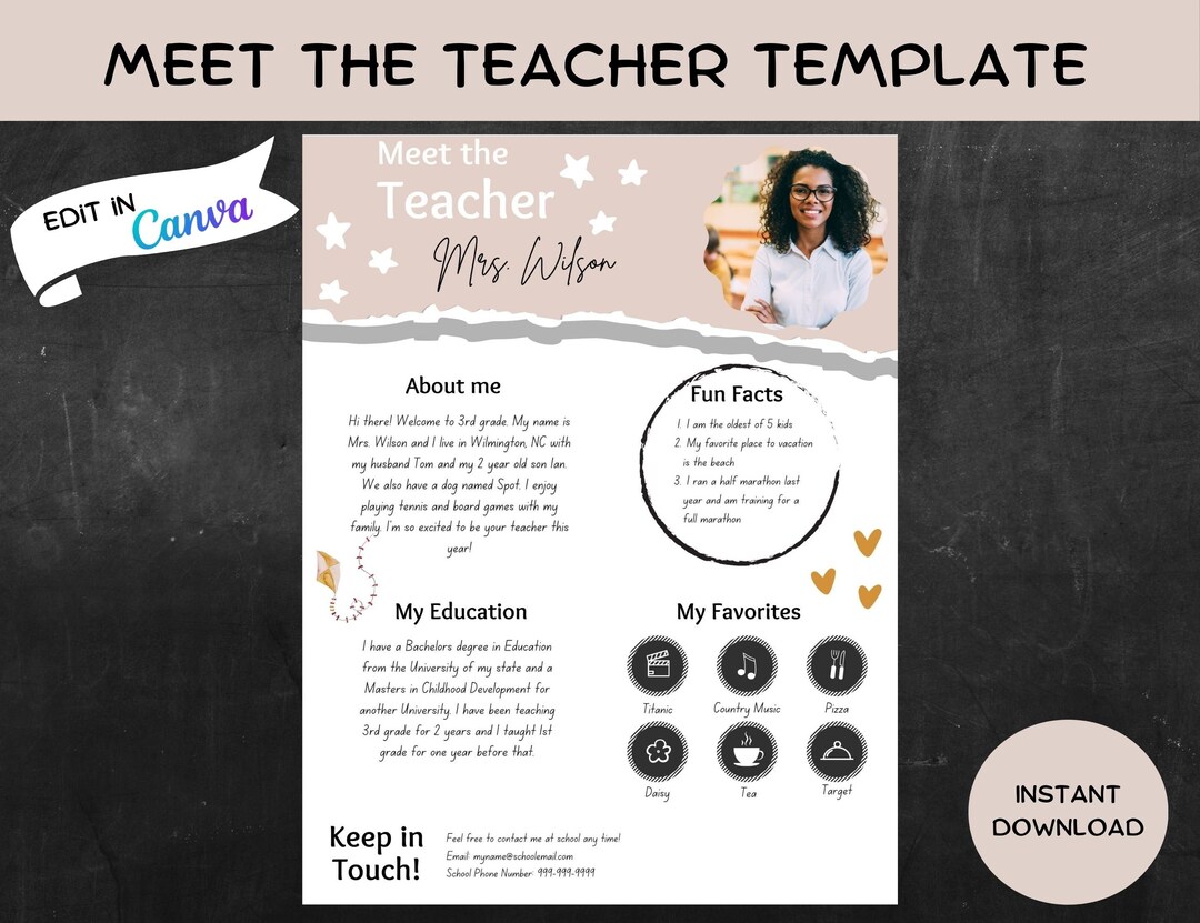 Meet the Teacher First Day of School Editable in Canva Printable ...