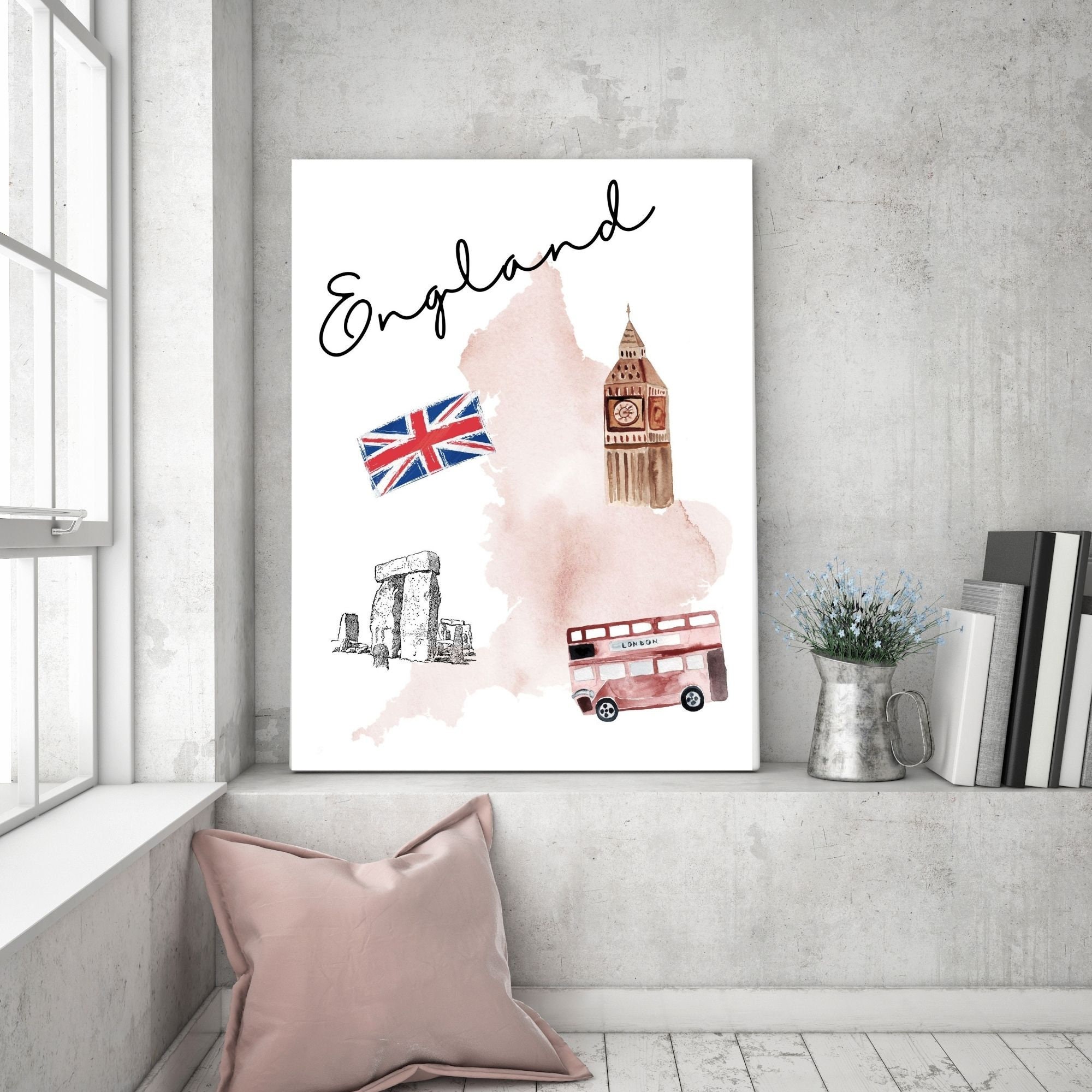 England Map Travel Poster Instant Download in Multiple Sizes Makes a ...