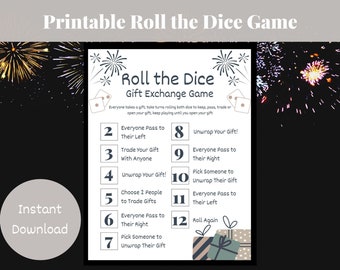 Roll the Dice Gift Exchange Game, FREE DICE TEMPLATE White Elephant ...