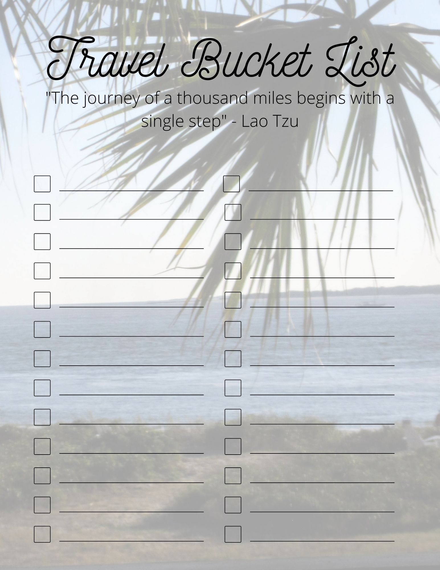 Travel Bucket List Printable Download | 4 Styles and 3 Sizes | Instant ...