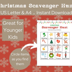 Christmas Scavenger Hunt | Kids Games Printable | Holiday Scavenger ...