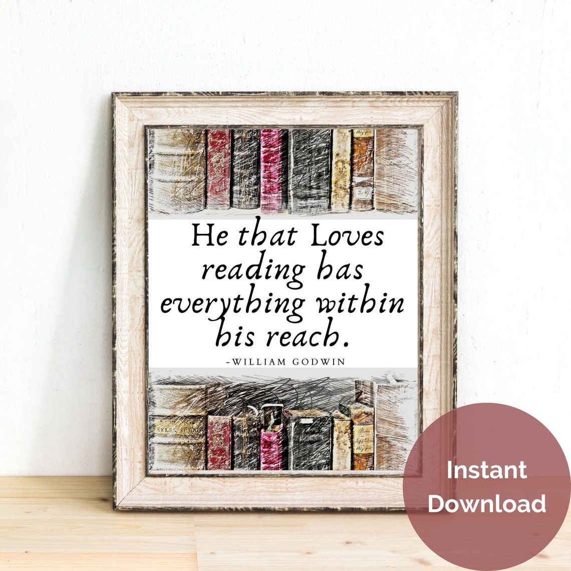 He That Loves Reading Quote Wall Art | Instant Download Printable in 4 ...