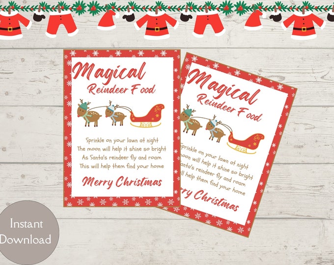 Magic Reindeer Food Label, INSTANT DOWNLOAD, Printable, Reindeer Food ...