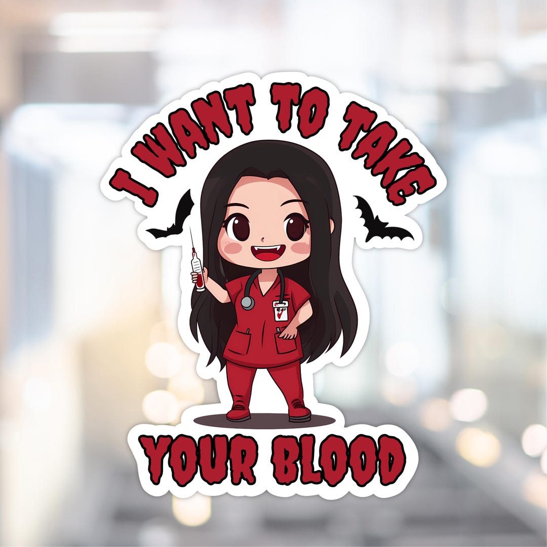 Vampire Nurse Sticker, Halloween Nurse Sticker, Gift for Nurse, Nurse ...