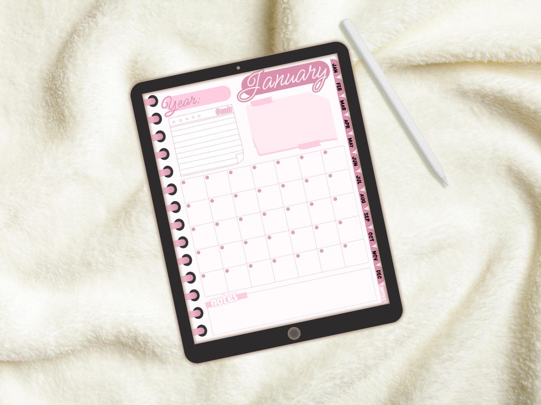 2026 Monthly Planner Editable Undated Clickable Tab Pink Journal With ...