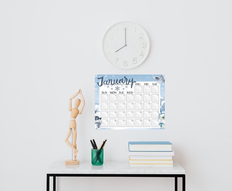 January 2026 Printable Calendar | Winter Theme (PNG, PDF) - Etsy
