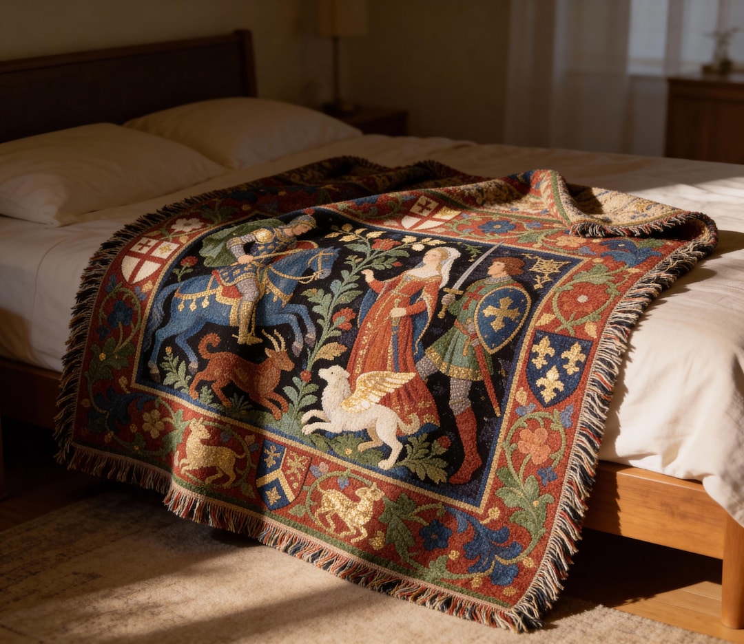 Medieval Tapestry Woven Blanket Castle Decor History Art Lover Gift ...
