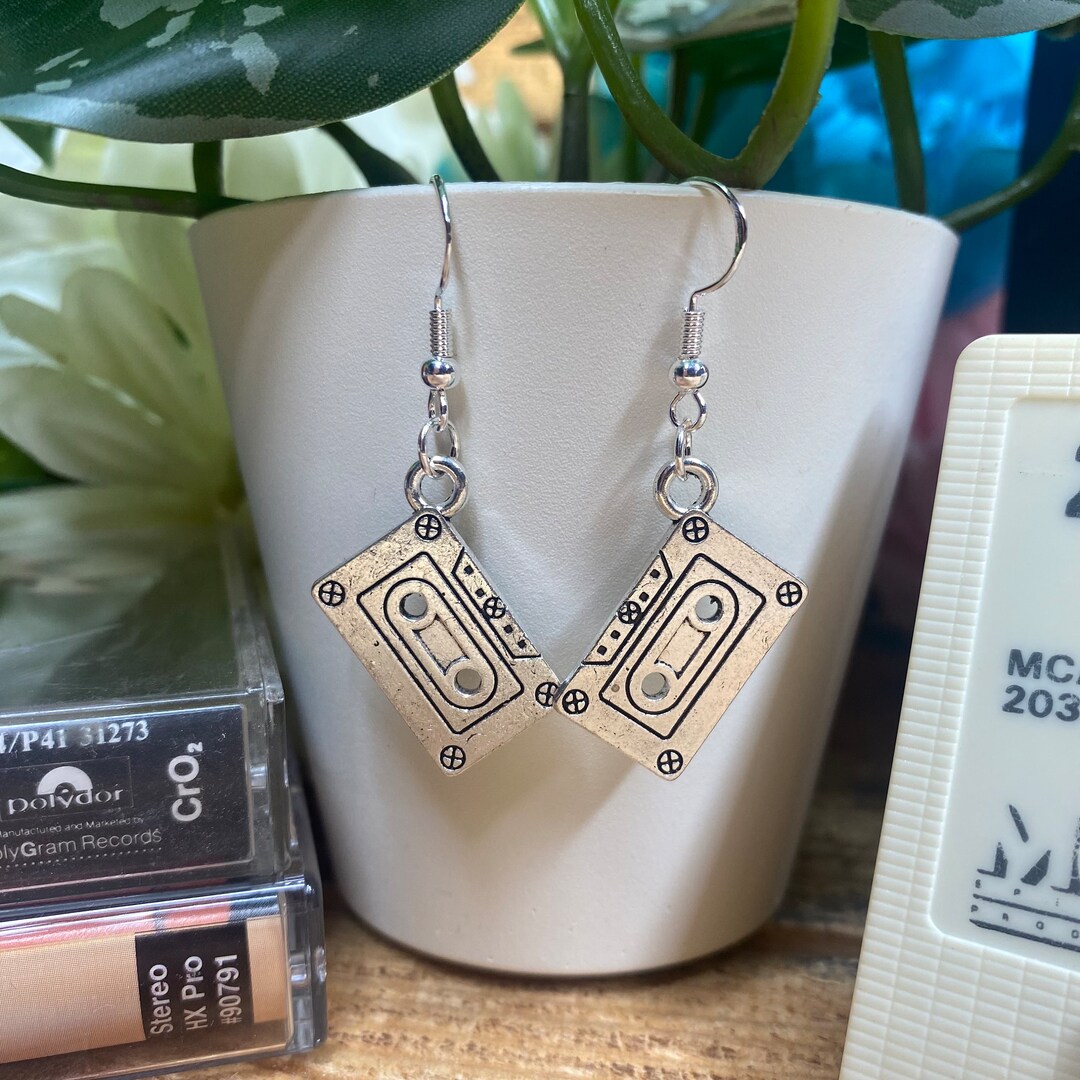 Retro Y2k Silver Cassette Dangle Earrings - Unsung Hero - Retro ...