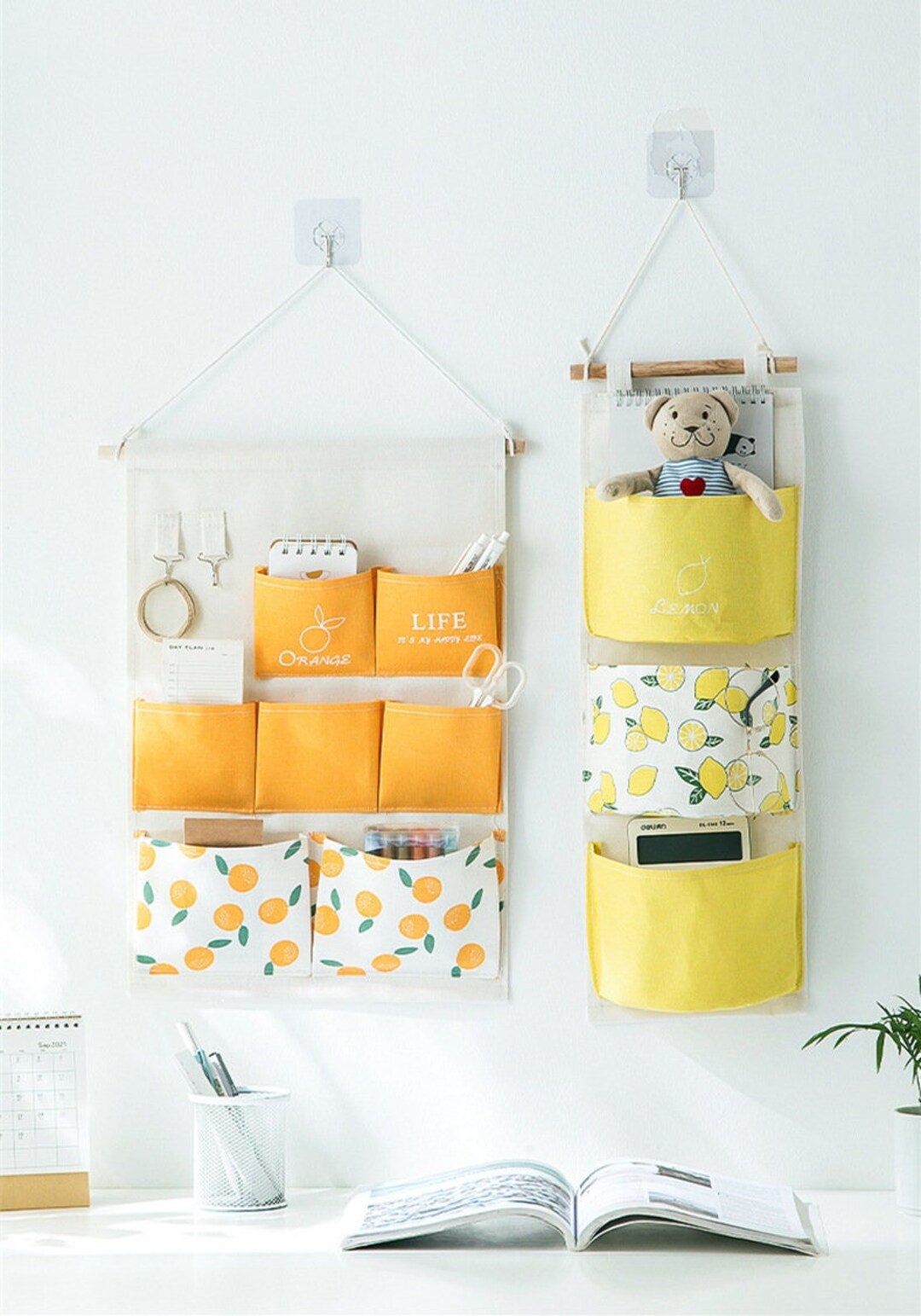 3/7 Pockets Cotton Wall Mounted Storage Bag Home Room Closet Door ...